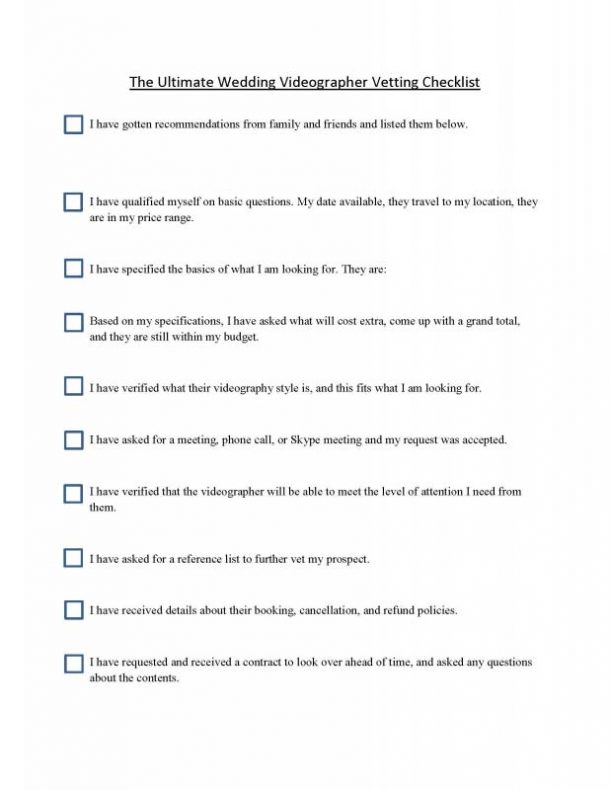 The Ultimate Wedding Videographer Vetting Checklist - Rehash Weddings